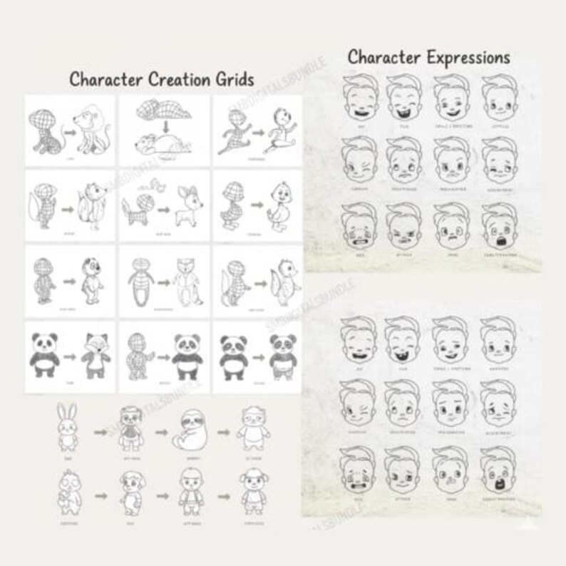 Procreate Character Grids With Texture Brushes (digital Download) - Etsy