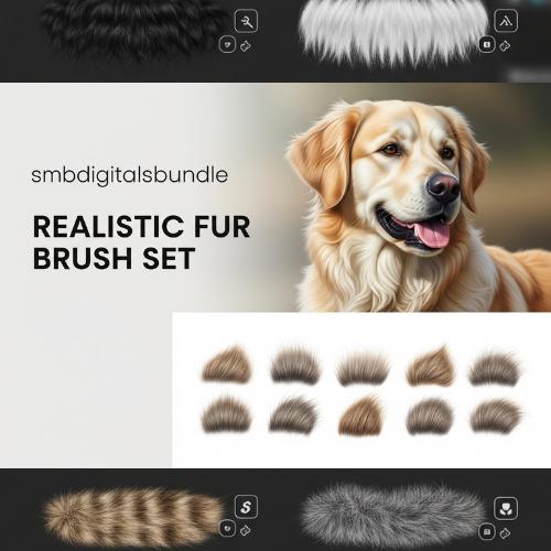 Realistic Fur Brushes for Photoshop: Animal & Pet Portrait Digital Art ...