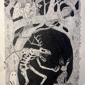 Cryptid Pen Ink Art Print, Cryptid Art, Cryptids Drawing, Supernatural ...
