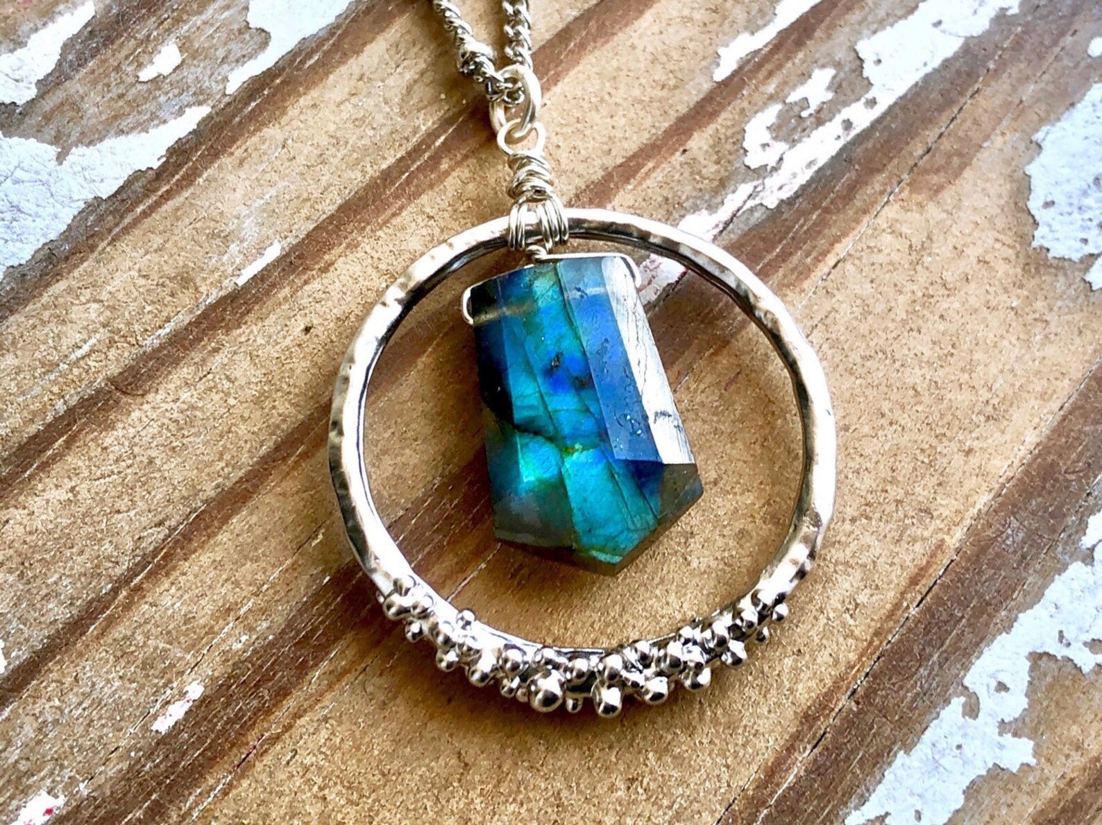Natural Labradorite Necklace Flashy Labradorite Crystal Necklace Blue ...