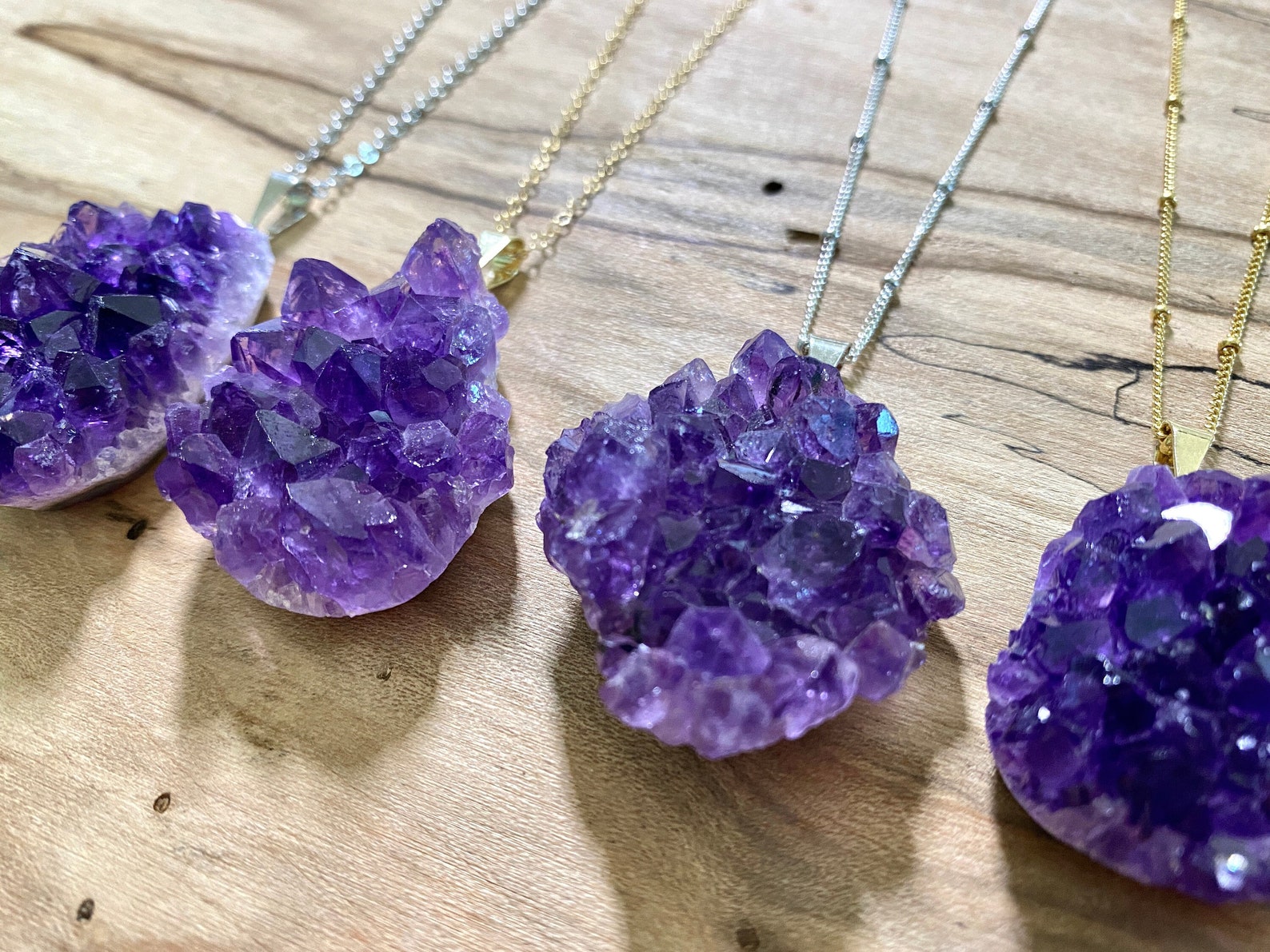 Raw Amethyst Necklace Large Amethyst Pendant Real Amethyst - Etsy