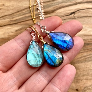 Rainbow Labradorite Crystal Necklace for Best Friends Raw Labradorite ...