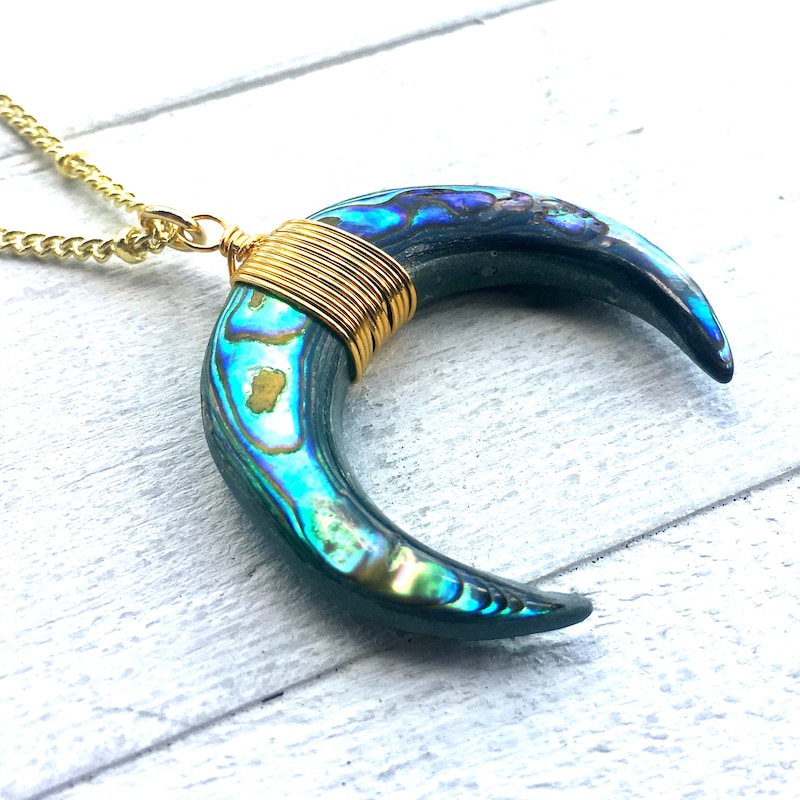 Moon Abalone Necklace - Etsy