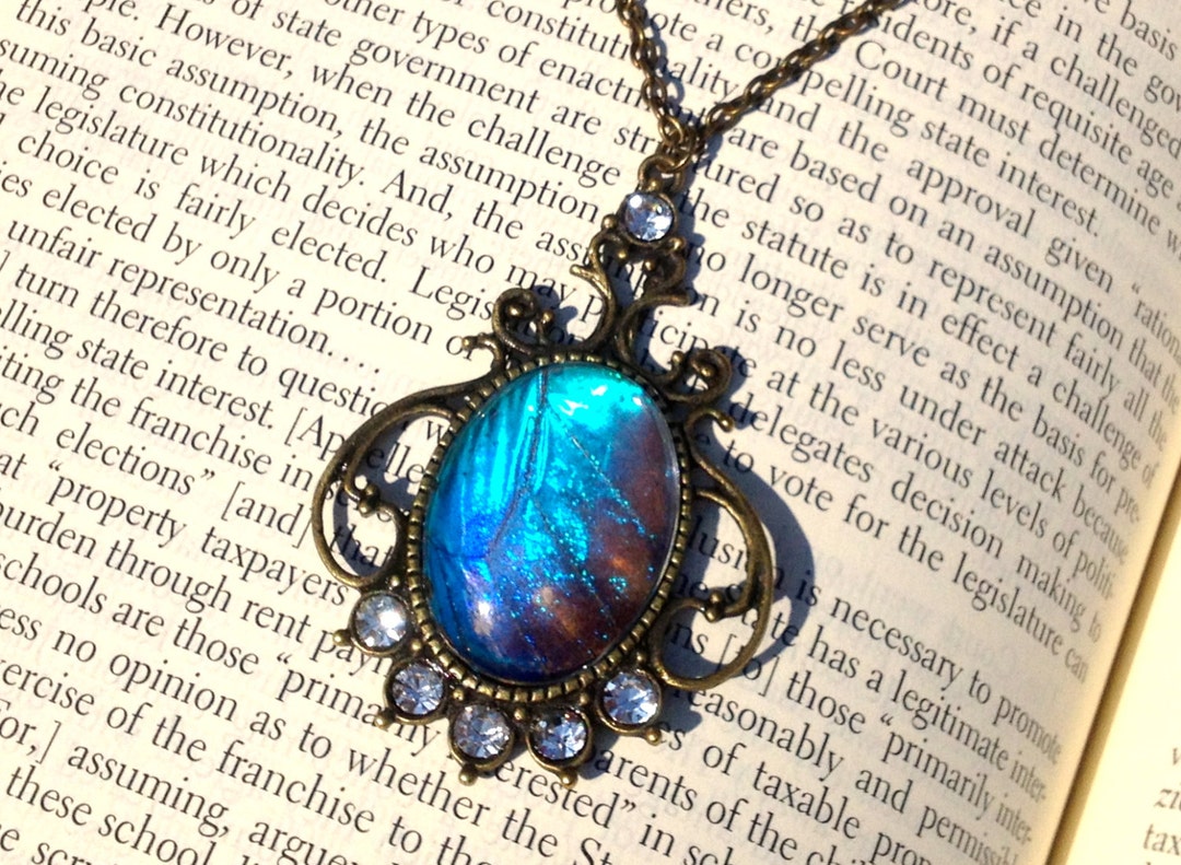 Real Blue Morpho Butterfly Wing Necklace Vintage Jewelry for Women ...