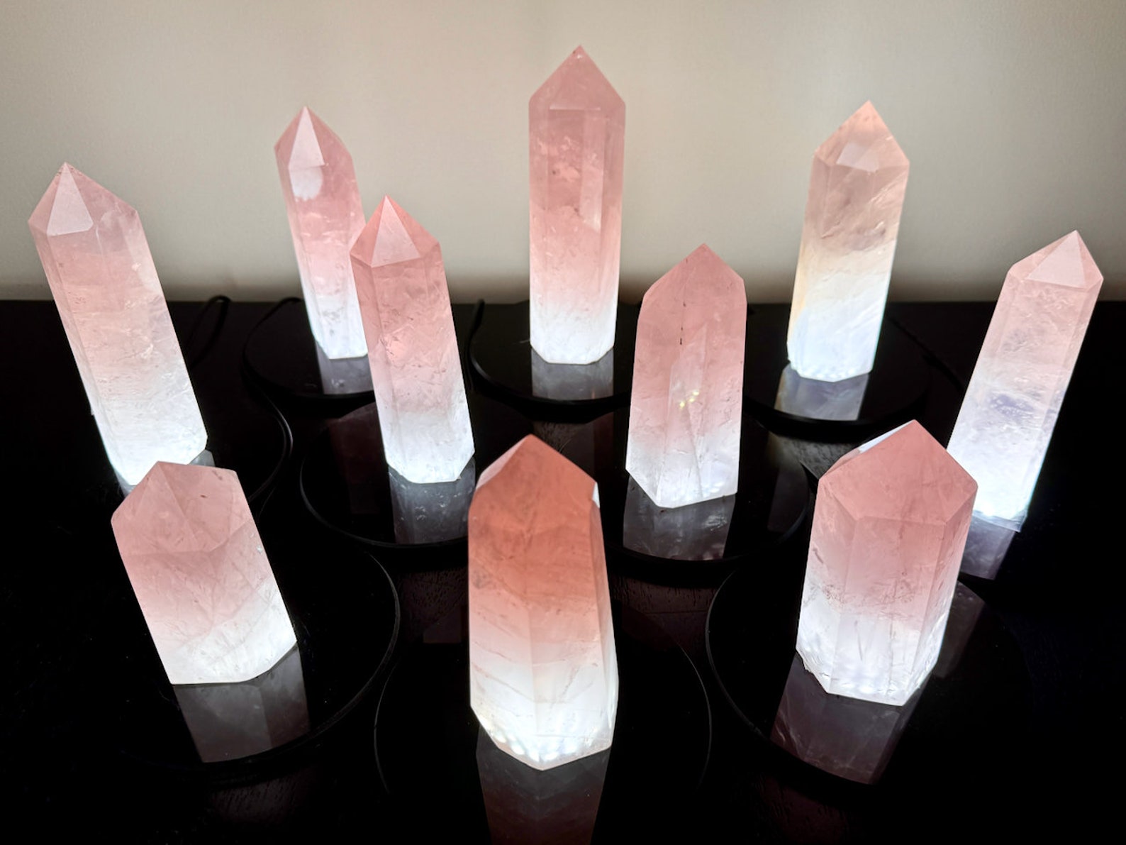 Large Rose Quartz Tower Genuine Rose Quartz Light Raw Crystal Lamp ...