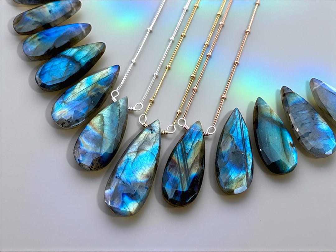 Rainbow Labradorite Necklace Raw Crystal Necklaces for Anxiety ...