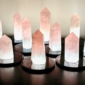 Large Rose Quartz Tower Genuine Rose Quartz Light Raw Crystal Lamp ...