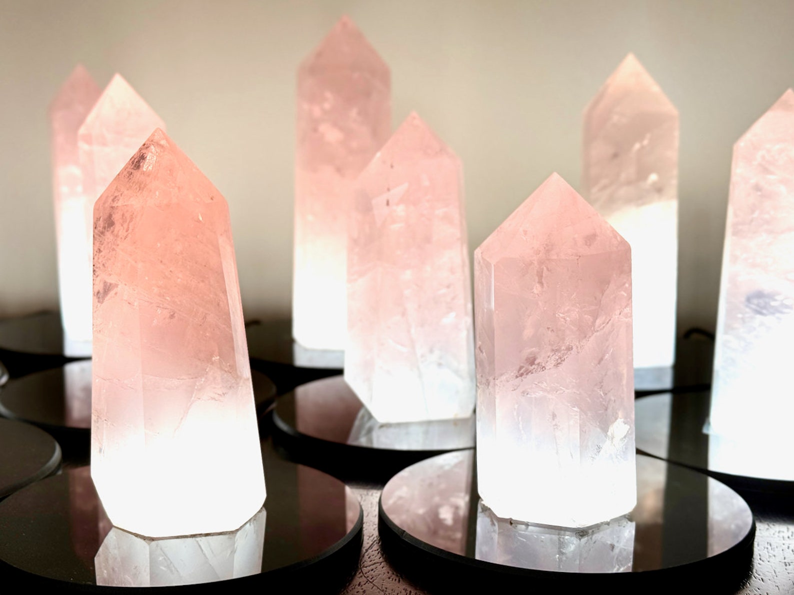 Large Rose Quartz Tower Genuine Rose Quartz Light Raw Crystal Lamp ...