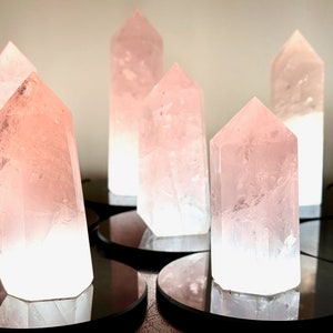 Large Rose Quartz Tower Genuine Rose Quartz Light Raw Crystal Lamp ...