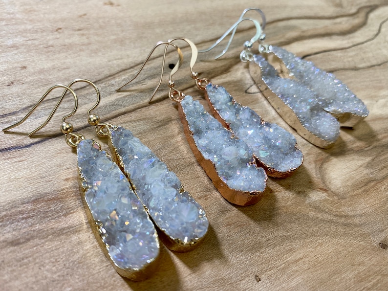 Raw Druzy Earrings Raw Druzy Jewelry Bridesmaid Druzy Earrings - Etsy