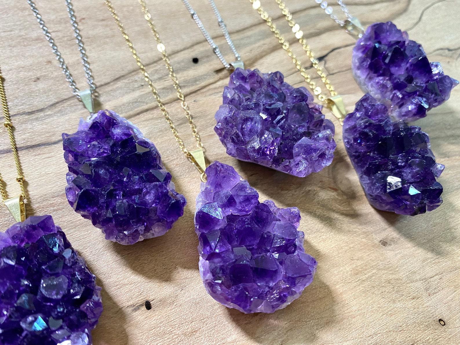 Raw Amethyst Necklace Large Amethyst Pendant Real Amethyst - Etsy