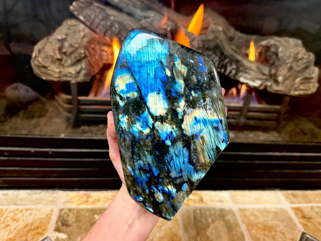 Extra Large Labradorite Slab 4.5lb 8 Large Crystal Specimen Huge ...