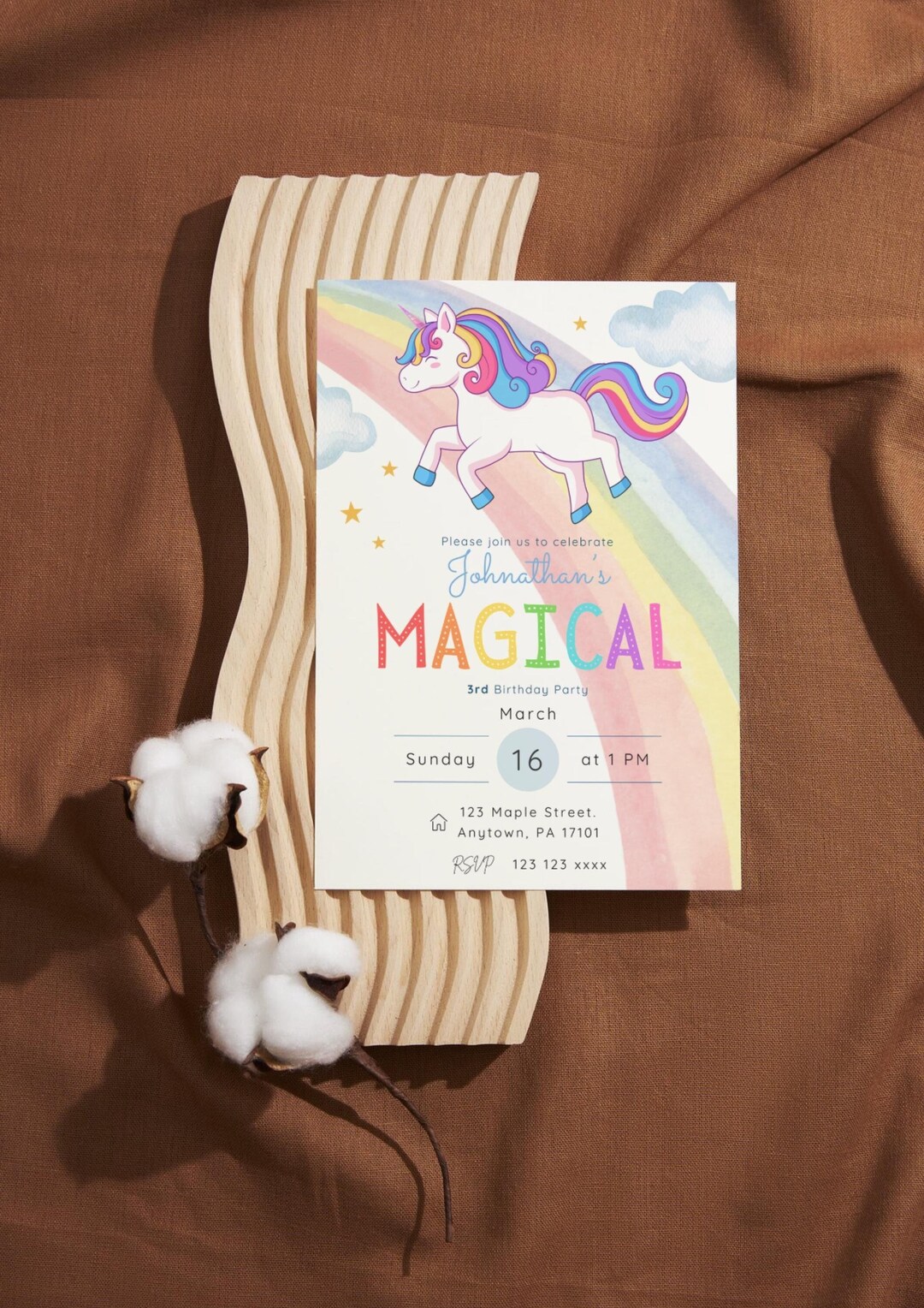 Editable Unicorn Birthday Invitation, Four Ever Magical, 4th Birthday ...