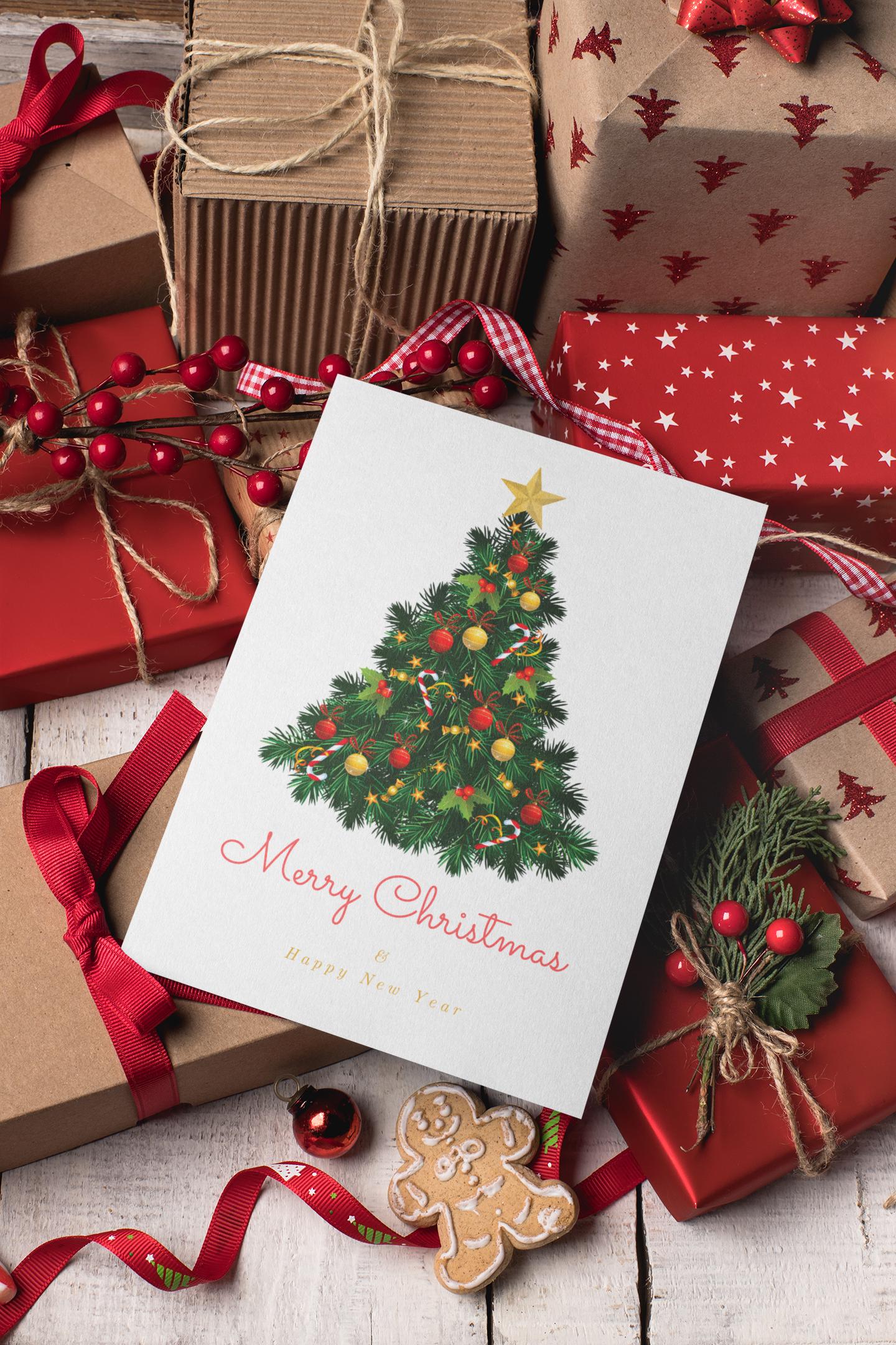 Digital Minimalistic Christmas Card, Blank Holiday Greeting, Christmas ...