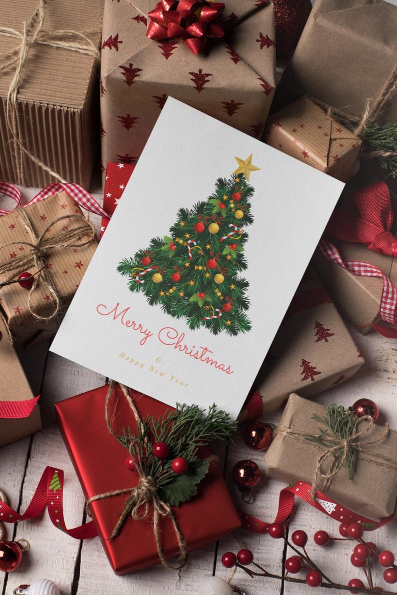 Digital Minimalistic Christmas Card, Blank Holiday Greeting, Christmas ...