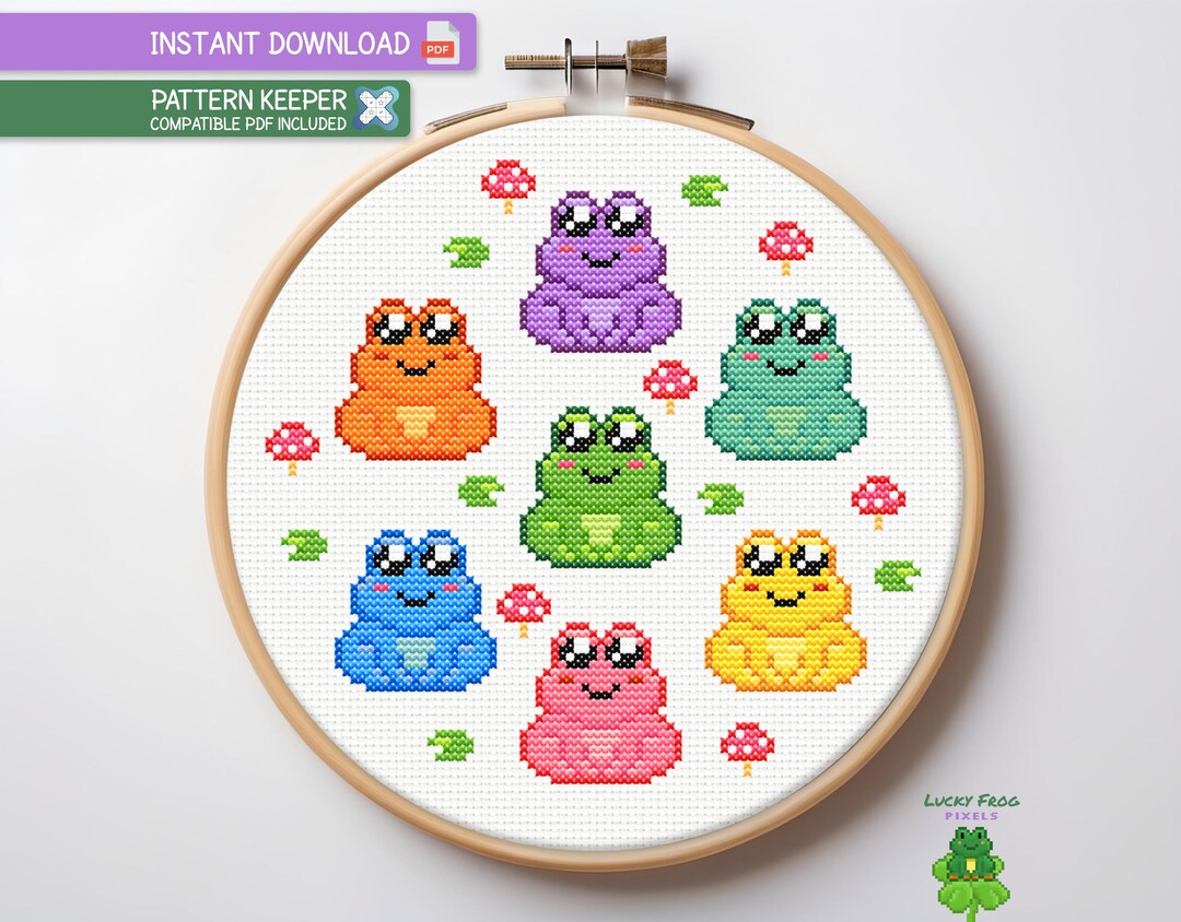 Rainbow Frogs Cross Stitch Pattern, Animals Xstitch, Cute Modern Cross ...
