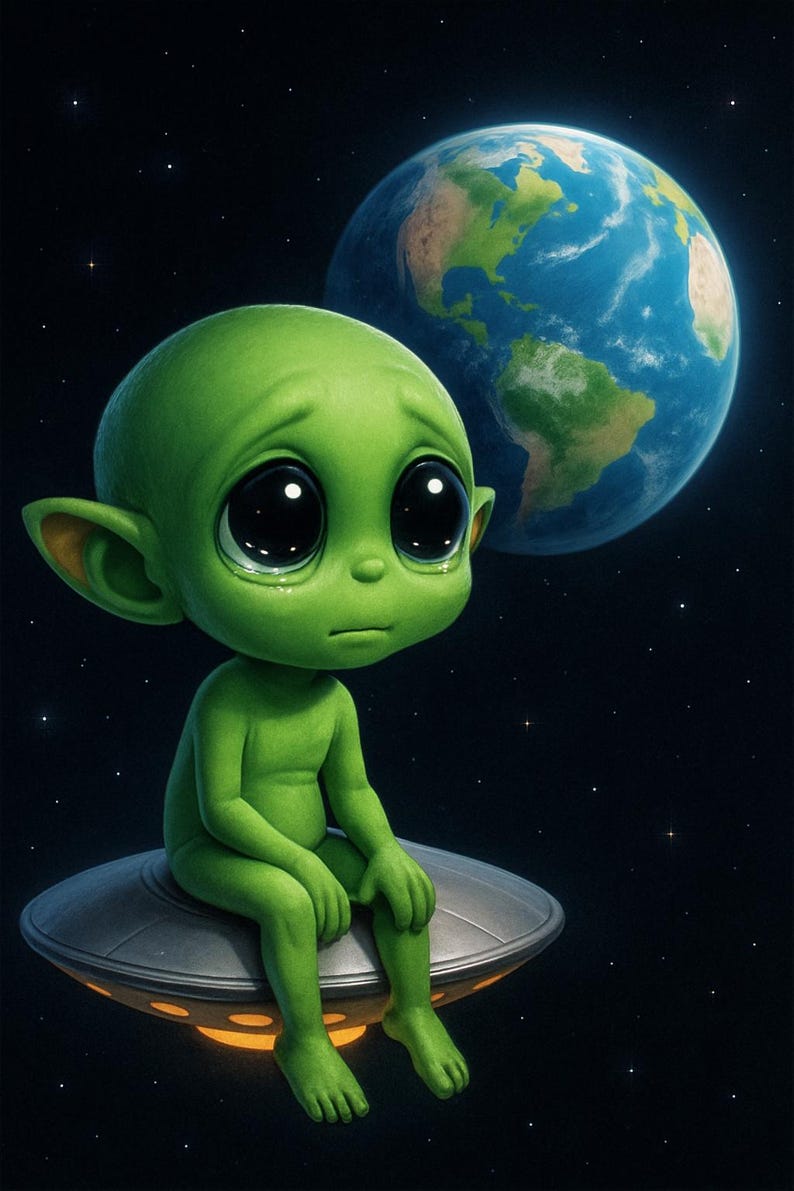 Sad Alien Digital Art • 5000px High Resolution Download • Whimsical ...