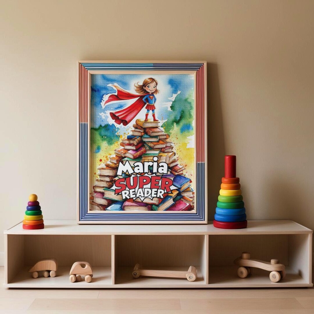 Personalized Super Reader Poster for Girls, Digital File for Print on ...