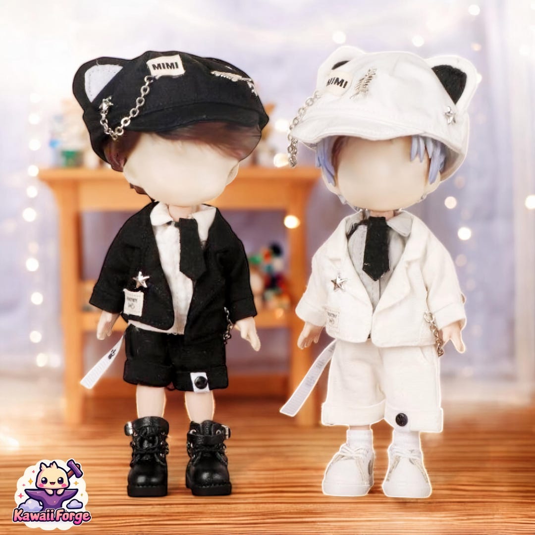 Cat Detective Suit Outfit Set for Nendoroid, Obitsu 11, YMY & BJD Dolls ...