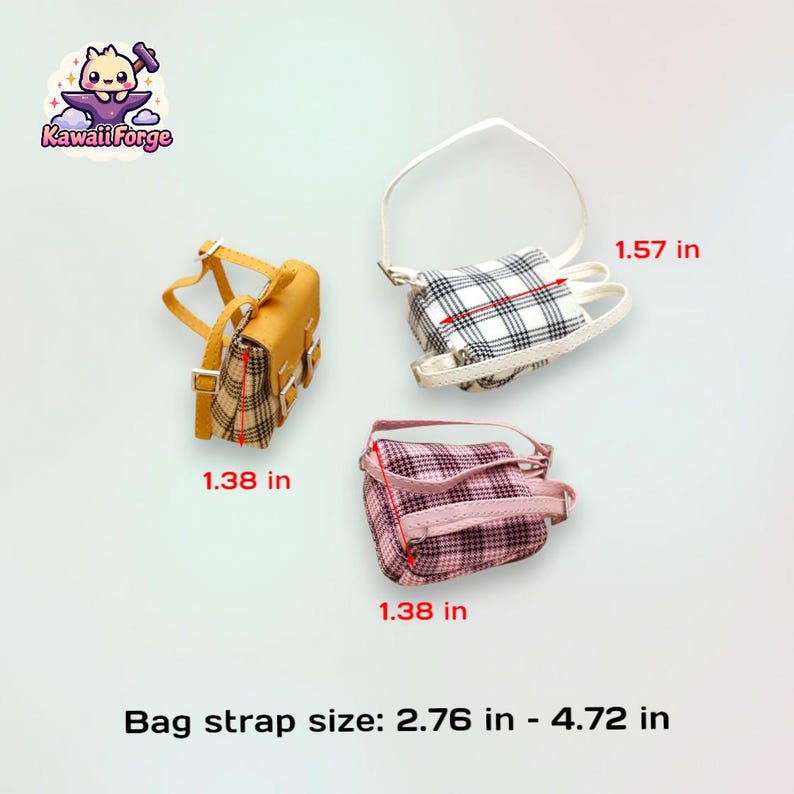 OB11 Plaid Mini Backpack for Nendoroid, Obitsu 11 & BJD Dolls Ymy ...