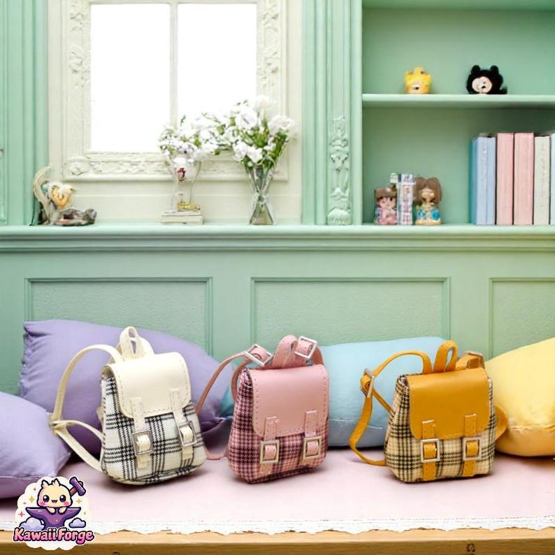 OB11 Plaid Mini Backpack for Nendoroid, Obitsu 11 & BJD Dolls Ymy ...
