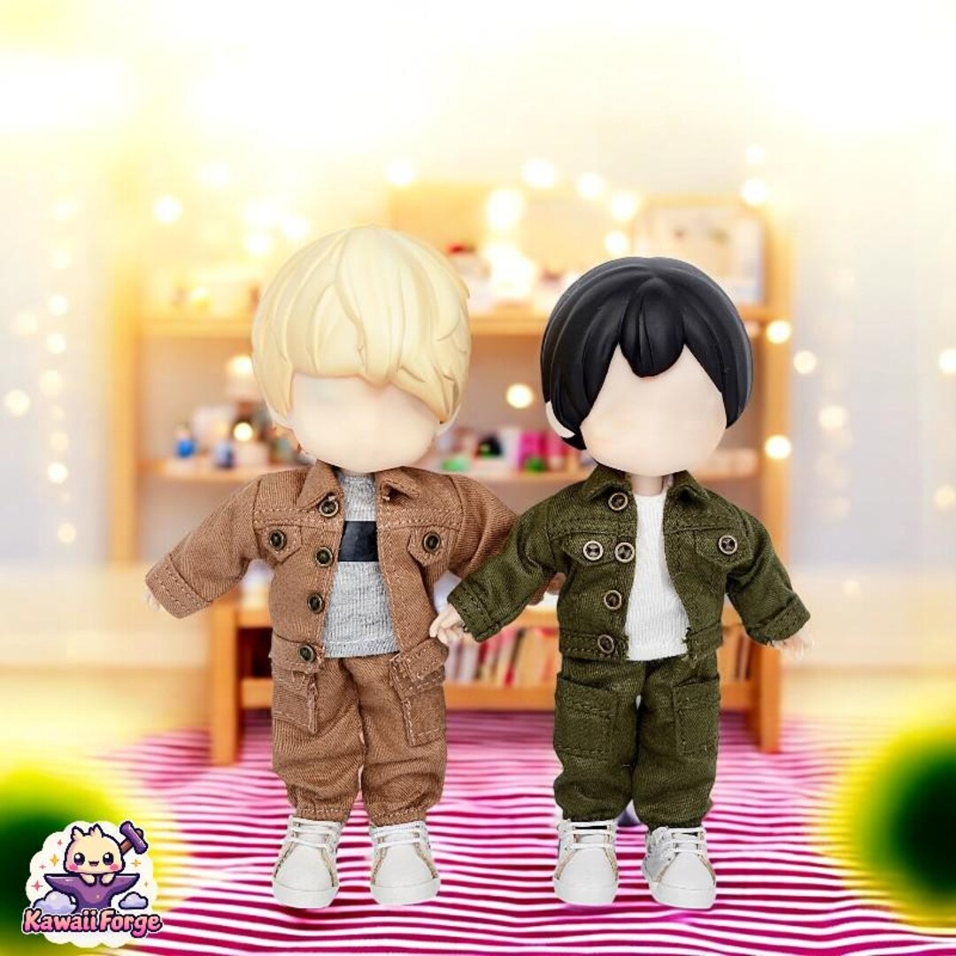 American Retro Denim Jacket & Pants Set – for Nendoroid, Obitsu 11 and ...