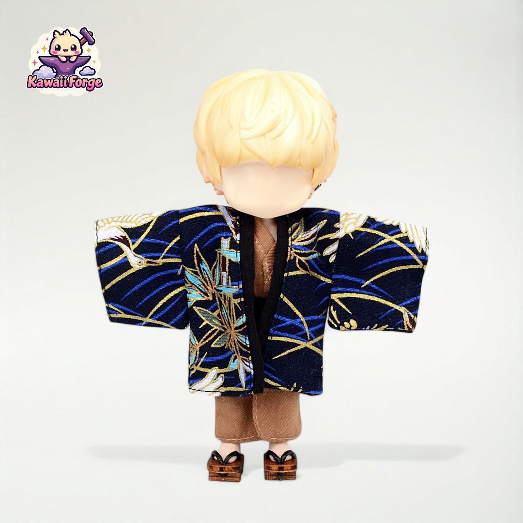 Elegant Navy & Gold Kimono Set for Nendoroid, OB11, and BJD Dolls - Etsy