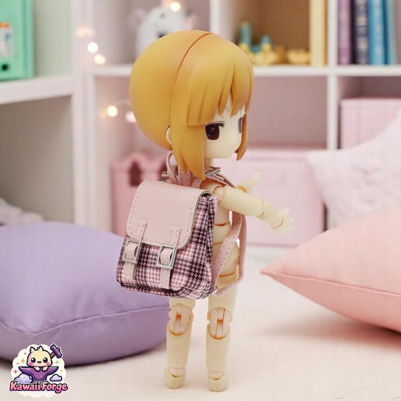 OB11 Plaid Mini Backpack for Nendoroid, Obitsu 11 & BJD Dolls Ymy ...