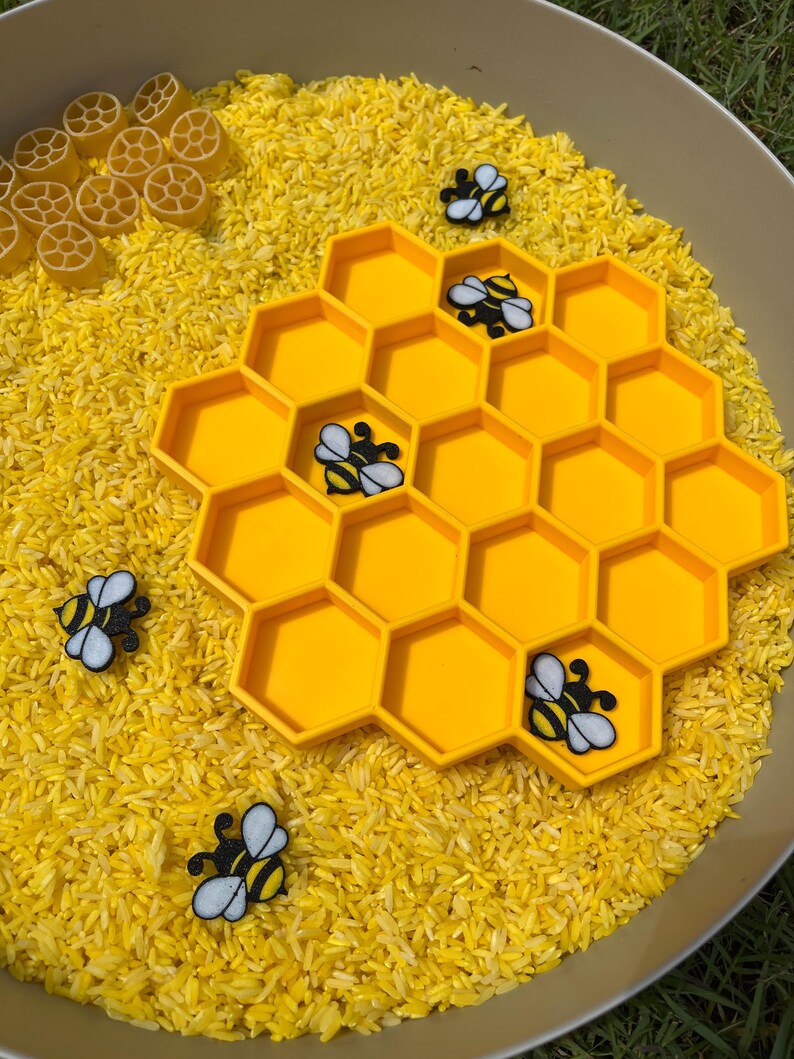 Bee Hive Sensory Tray – 3D Printed Honeycomb Sorting Tray for Play ...
