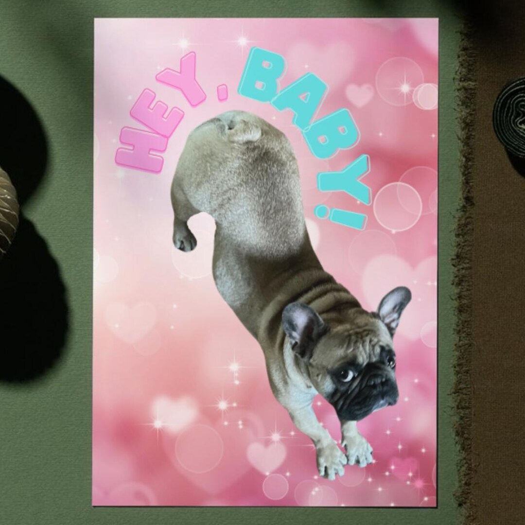 Have a Doggone Good Valentines Day Cute French Bulldog With Pink Hearts ...