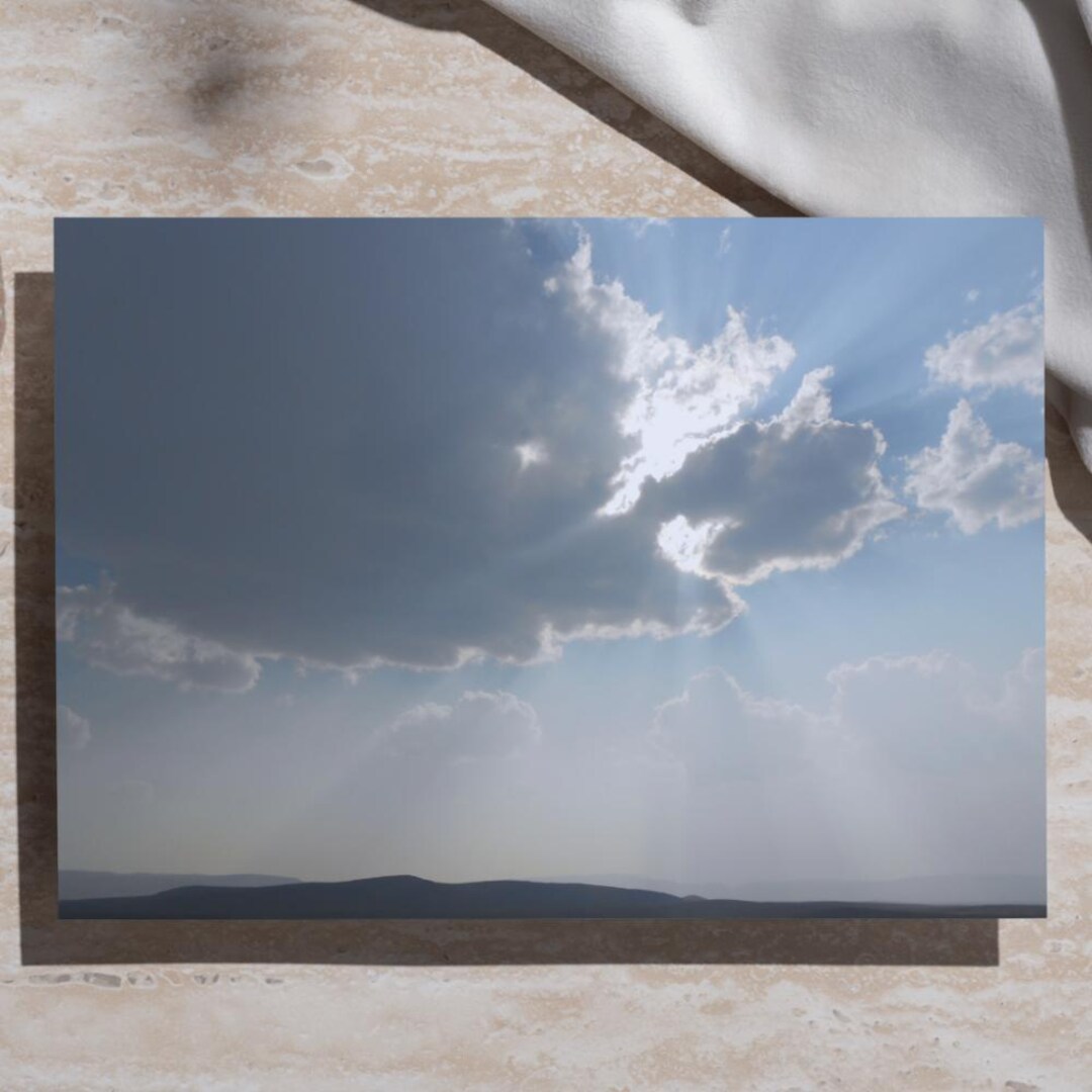 Sunshine Through Clouds Greeting Card: Blank Printable 7x10" (digital ...