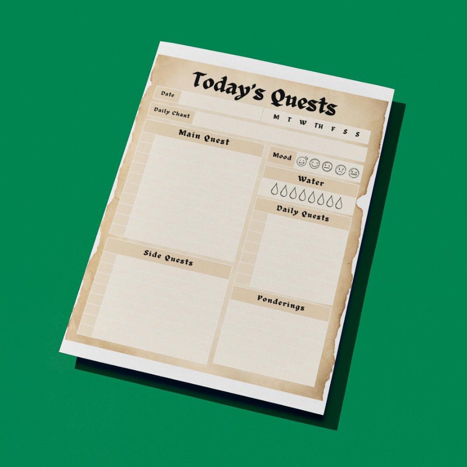 Printable Daily Planner Page - Fantasy Tavern Quest Board - Etsy