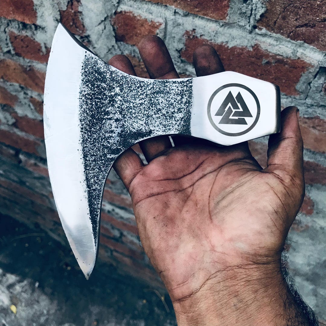 Hand-forged Viking Axe Custom Ragnar Axe With Leather Sheath Wedding ...
