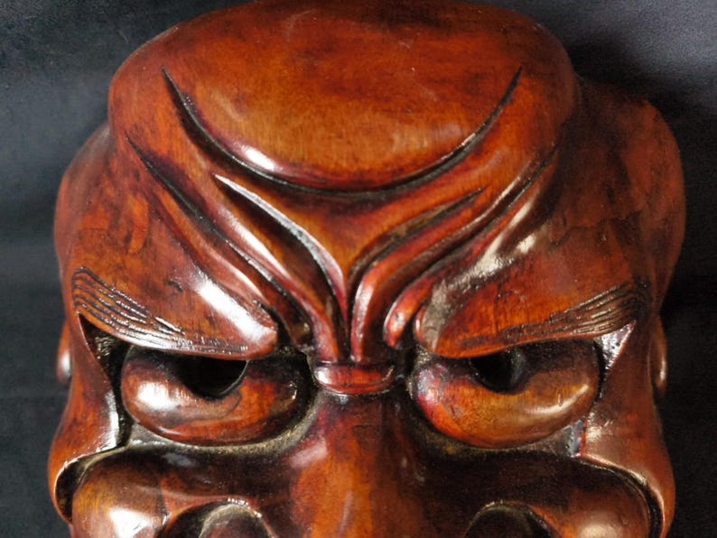 Vintage Wooden Handmade Japan Traditional Noh Mask Ogre, Deamon, Goblin ...