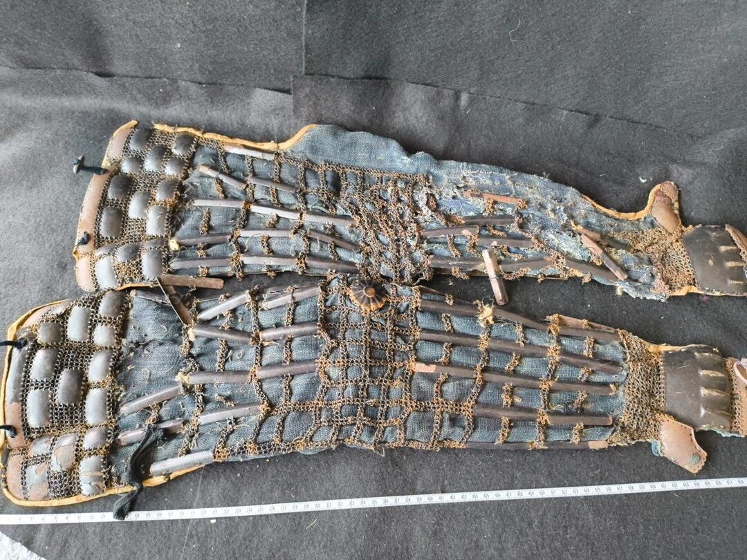 Antique KOTE Arm Guard Japanese SAMURAI Yoroi Chain Armor Parts EDO Era ...