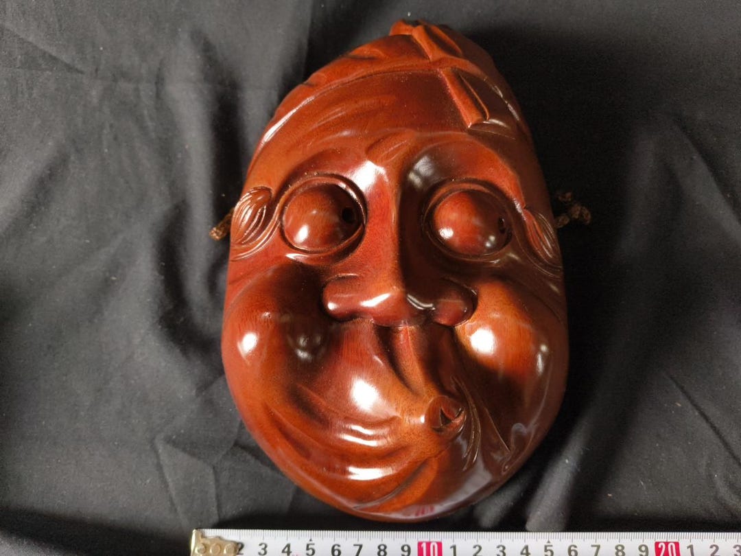 Vintage Wooden Handmade Japan Traditional Kyogen Kagura Noh Mask Ogre ...