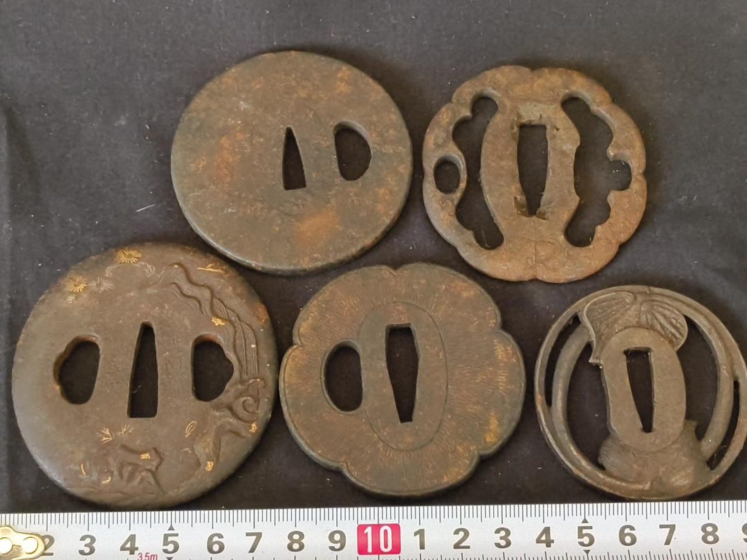 Edo or Meiji Era Japanese Antique Tsuba Sword Parts Katana Samurai ...