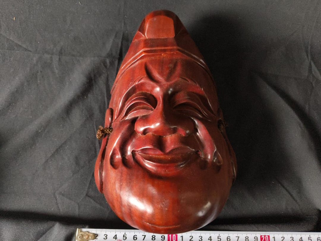 Vintage Wooden Handmade Japan Traditional Kyogen Kagura Noh Mask Ogre ...
