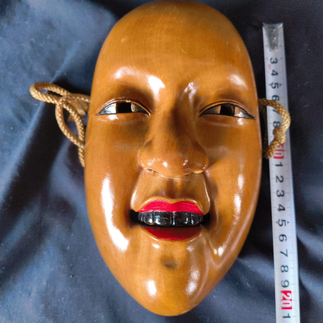Vintage Wooden Handmade Japan Traditional Noh Mask Ogre, Deamon, Goblin ...