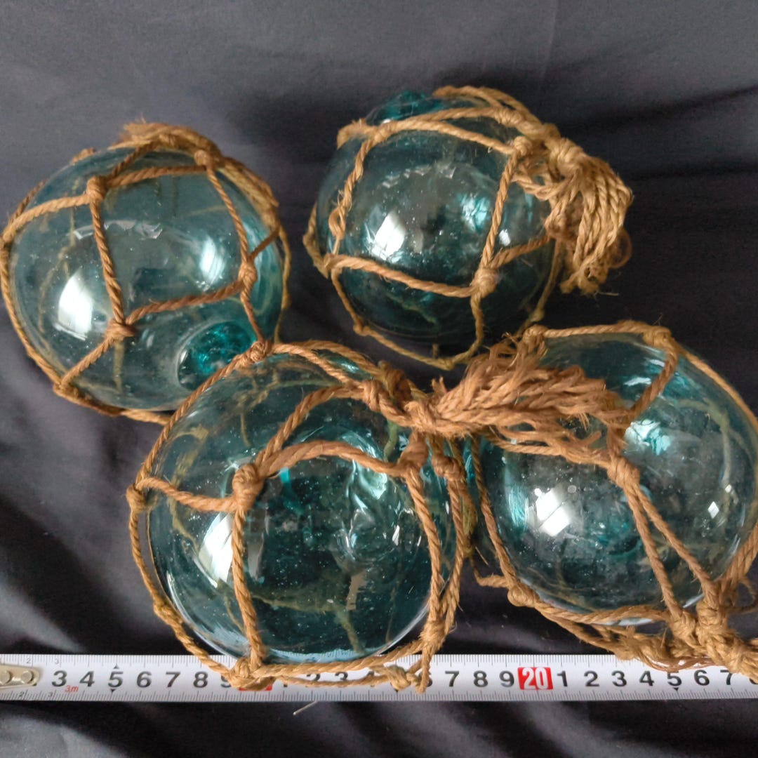 Vintage Japanese Glass Fishing Float Buoy – Nautical Marine Balls 4-PCS ...