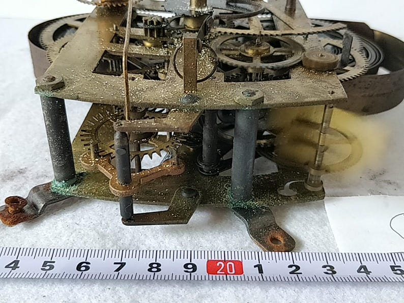 Vintage Mechanical Clock Movement - Antique Brass Clockwork Mechanism ...