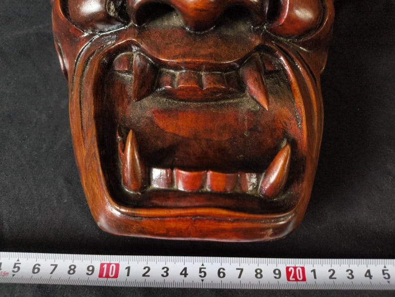 Vintage Wooden Handmade Japan Traditional Noh Mask Ogre, Deamon, Goblin ...