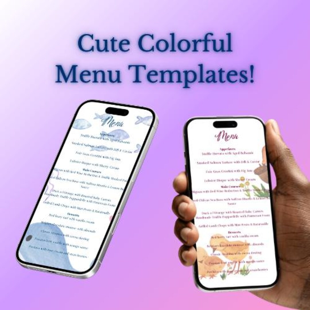 Watercolor Menu Template, Editable Canva Menu, Pastel Restaurant Menu ...