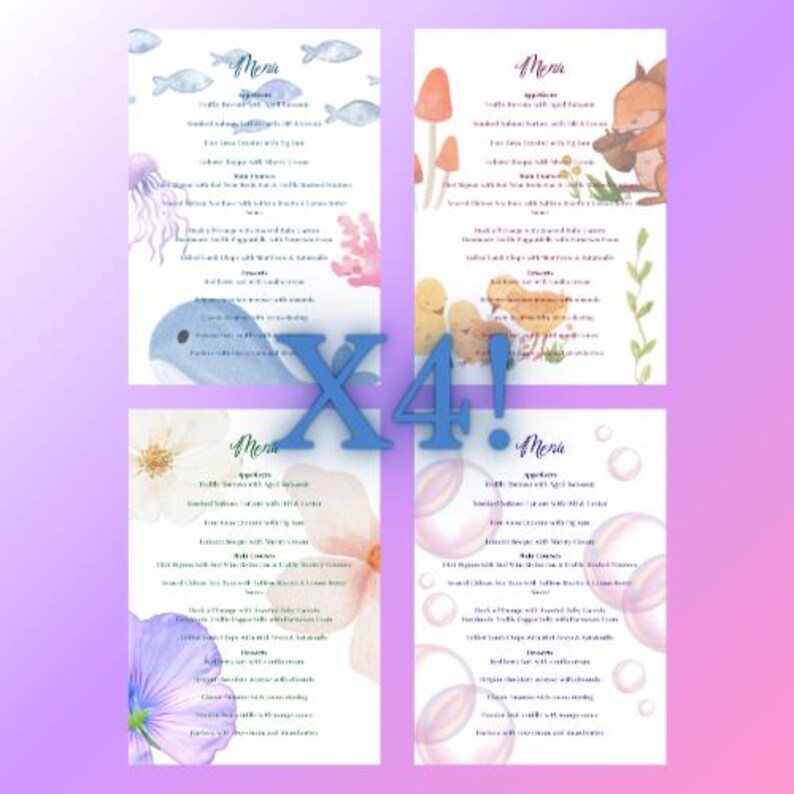 Watercolor Menu Template, Editable Canva Menu, Pastel Restaurant Menu ...