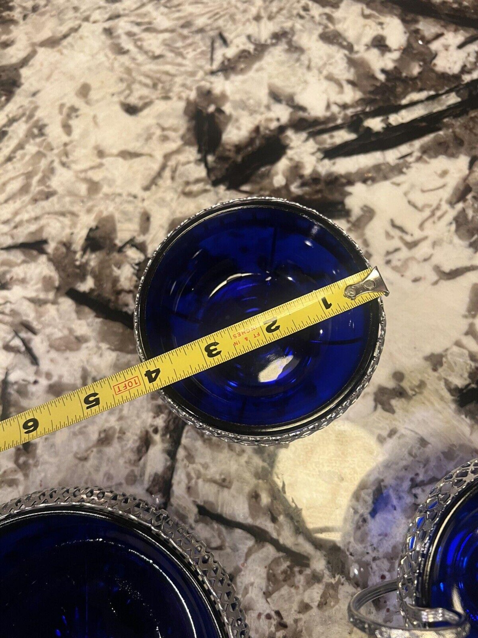Vintage Cobalt Blue Glass Silver Mayell E.P. Cream Sugar Jam Candy ...