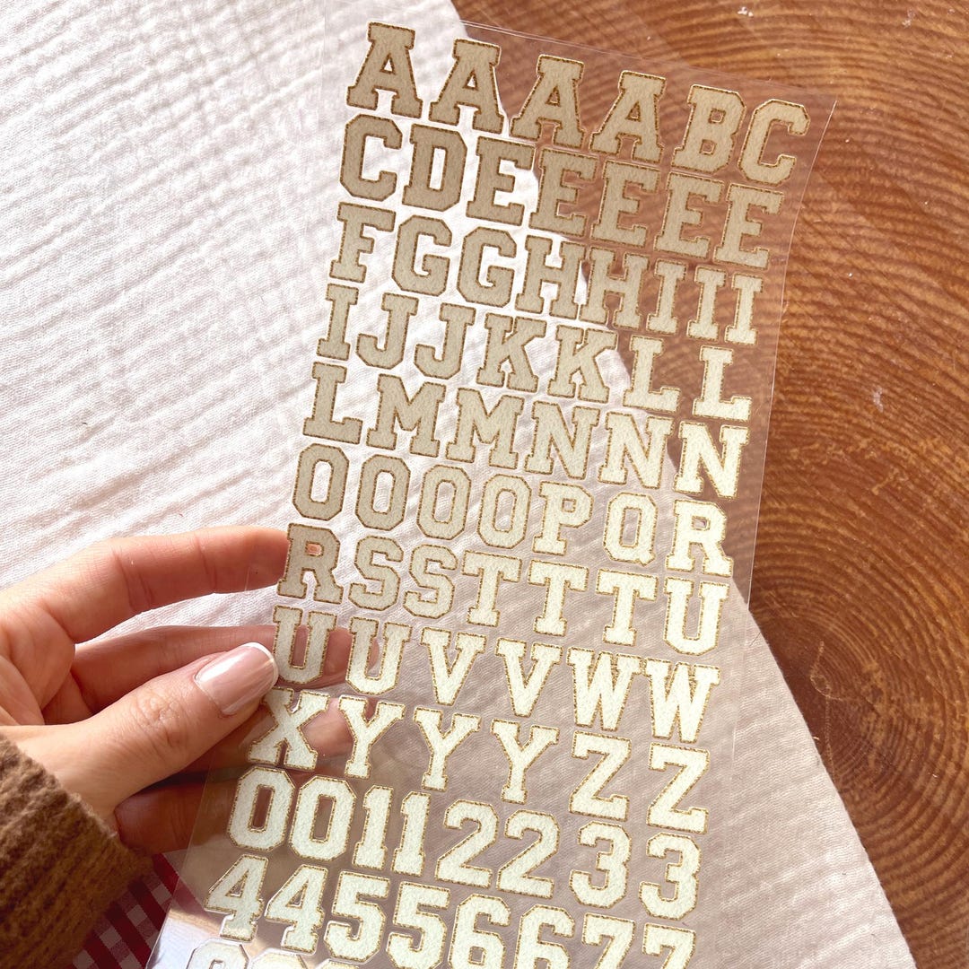 Double Sided UV DTF Letter Sticker Sheet | Chenille Letters Cream ...
