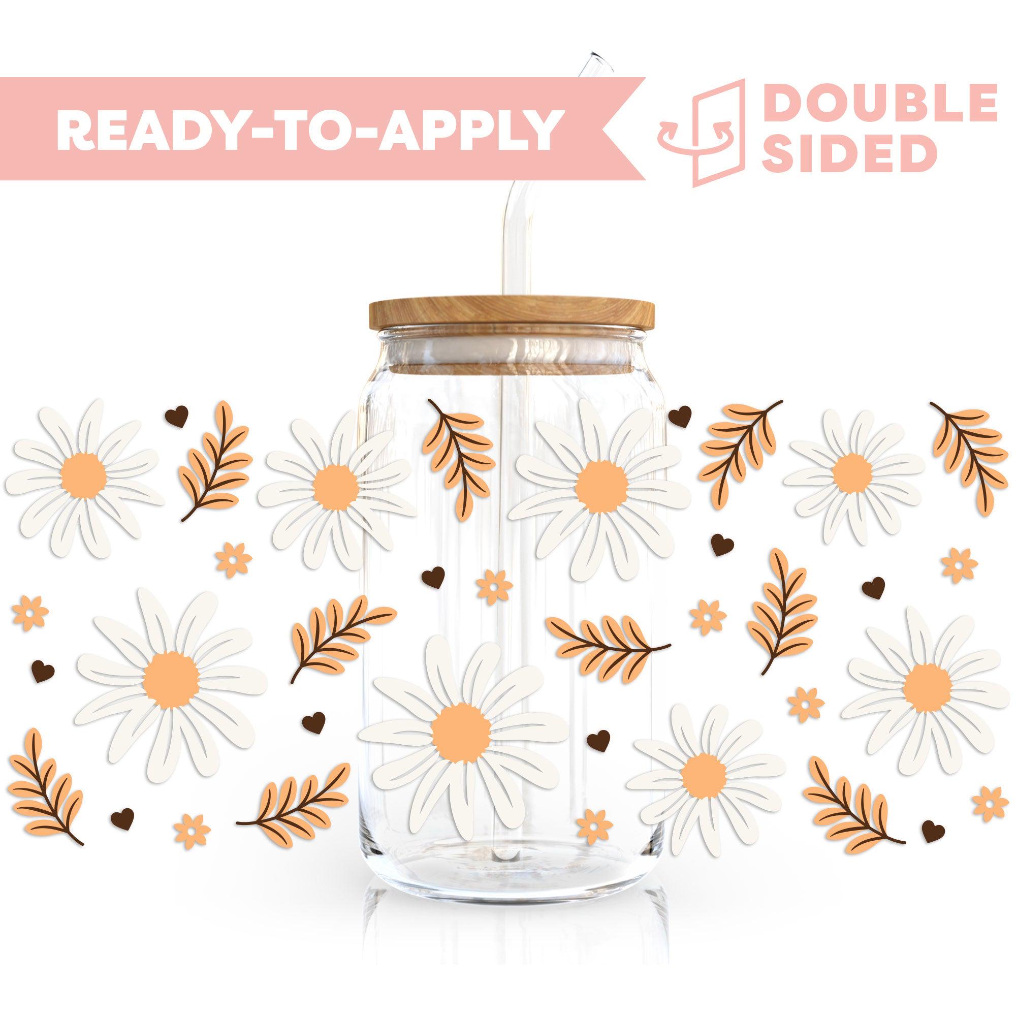 Double Sided UV DTF Cup Wrap | Spring Wildflower Daisy 16oz Cup Wrap ...