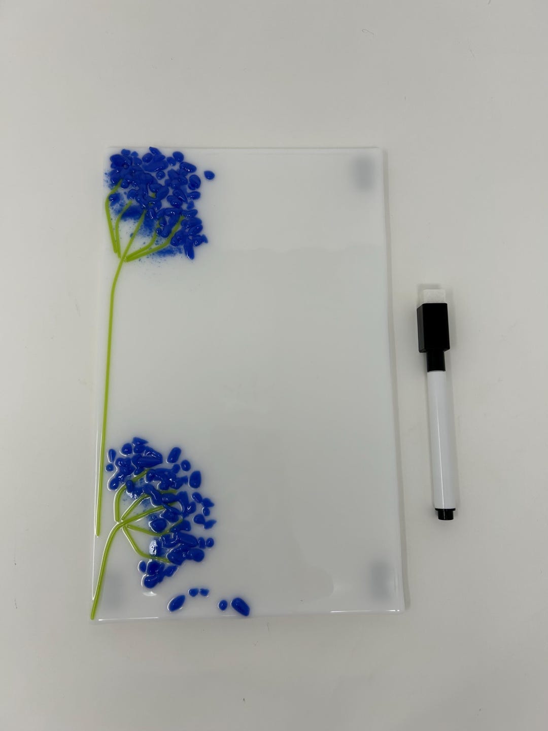 Fused Glass Dry Erase Note Board, Decorative Write on Board, Flowers ...