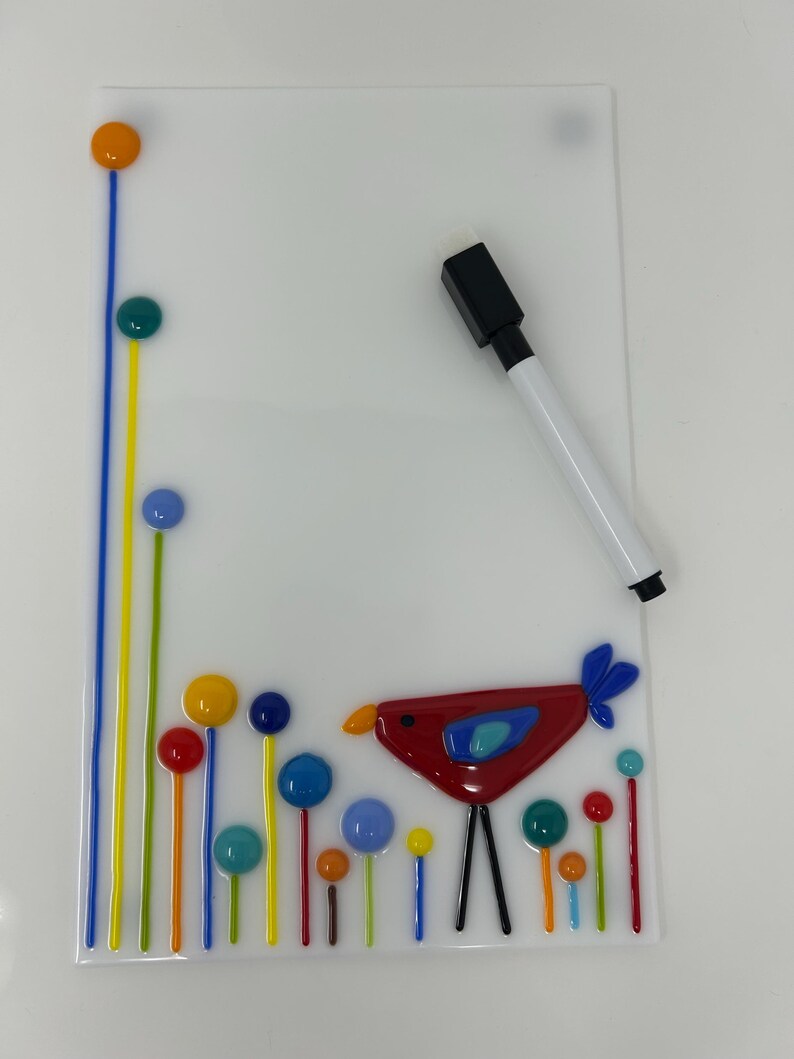 Fused Glass Dry Erase Note Board, Decorative Write on Board, Flower ...