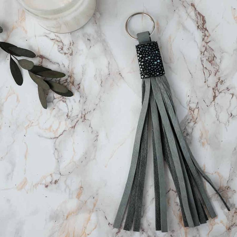 Leather Tassel Key Ring by Clairemagnolia - Etsy
